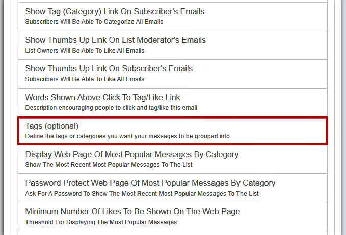 Tags How To Create Tags Categories Email Discussion Group List Owner Manual User Manual